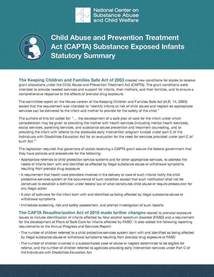 Child Abuse and Prevention Treatment Act (CAPTA) Substance Exposed ...