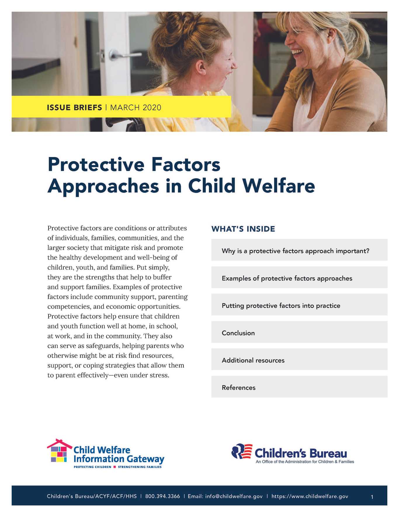Protective Factors Approaches in Child Welfare | National Center on ...