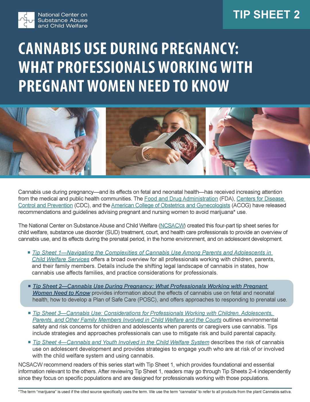Tip Sheet 2: Cannabis Use During Pregnancy: What Professionals Working ...